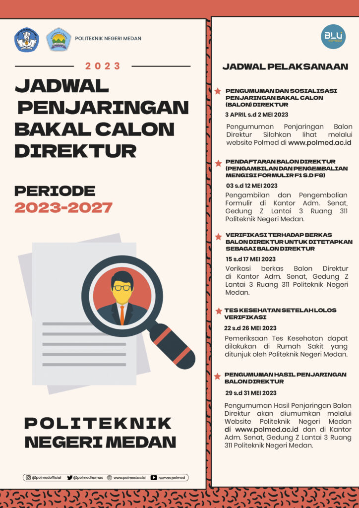 Pengumuman tentang Penjaringan Bakal Calon Direktur Politeknik Negeri Medan Periode 2023-2027 ...
