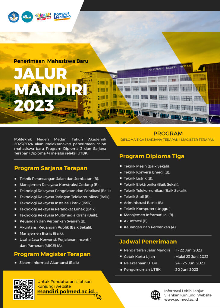 [Jalur Mandiri] Pengumuman tentang Penerimaan Mahasiswa Baru Politeknik Negeri Medan Jalur ...