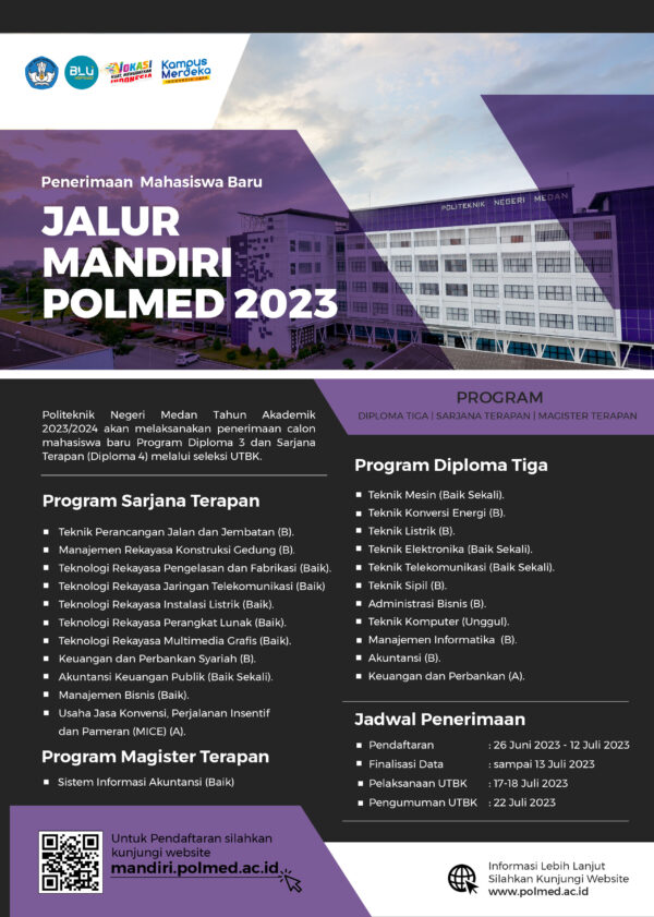 Penerimaan Mahasiswa Baru Jalur Mandiri di Lingkungan Politeknik Negeri Medan Tahun Akademik ...